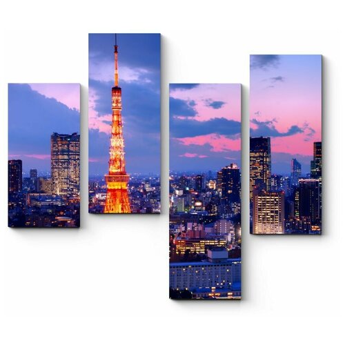 Модульная картина Неподражаемый ночной Токио 144x135