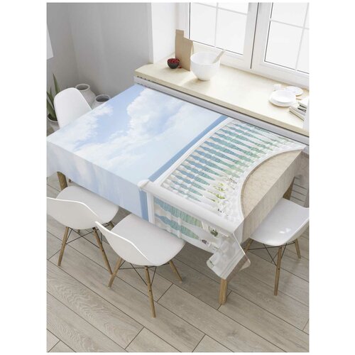 Скатерть прямоугольная JoyArty на кухонный стол "Белокаменная терраса" из оксфорда, 180x145 см