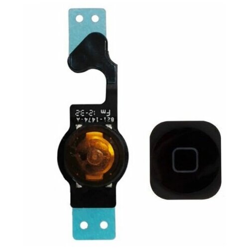 Кнопка Home на iPhone 5 (механизм на шлейфе + толкатель) (Черный)