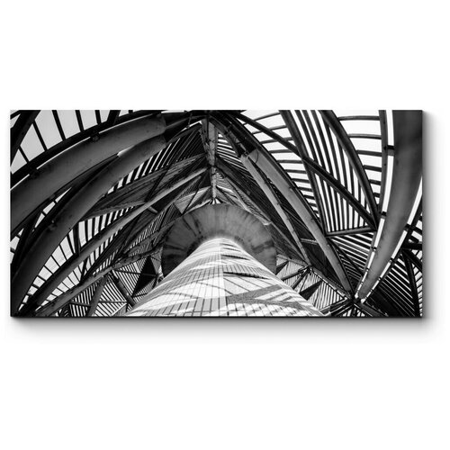 Модульная картина Винтовая черно-белая лестница140x70