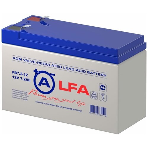 Аккумулятор ALFA FB 7.2-12 12В 7.2Ач (12V 7.2Ah) для детского электромобиля, ИБП, кассовых терминалов, весов, GPS оборудования, электрических скутеров