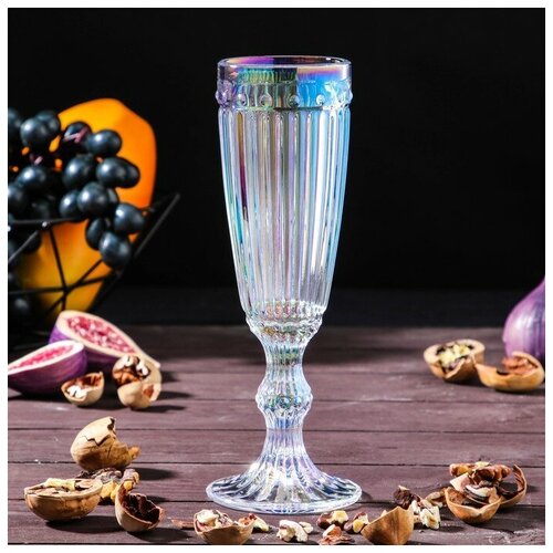 Бокал стеклянный для шампанского «Босфор», 180 мл, 7×20 см, цвет перламутровый