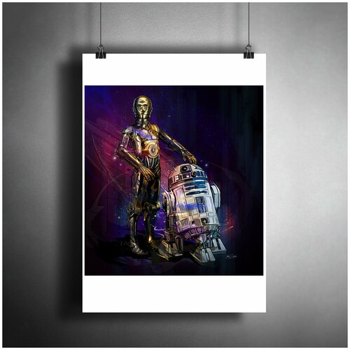 Постер плакат для интерьера "Фильм: Звёздные войны. Star Wars: C-3PO, R2-D2" / Декор дома, офиса, комнаты, квартиры A3 (297 x 420 мм)
