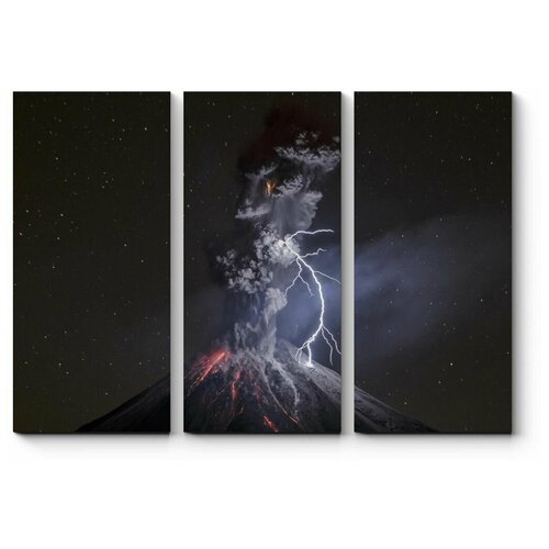Модульная картина Молния бьет в вулкан 150x108