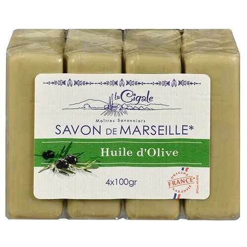 La Cigale Мыло кусковое Huile d'Olive олива, 4 шт., 100 г