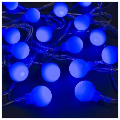 Luazon Lighting Гирлянда «Нить» 5 м с насадками «Шарики синие», IP20, прозрачная нить, 30 LED, свечение синее, 8 режимов, 220 В