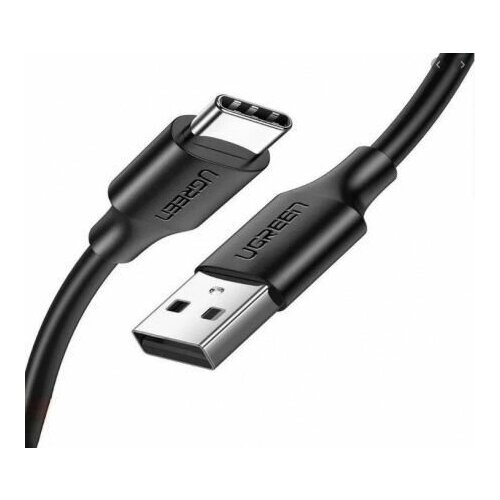 Кабель для зарядки и передачи данных USB A Male - USB C Male Ugreen, 3A, 0.5м, резиновое покрытие, черный (60115)