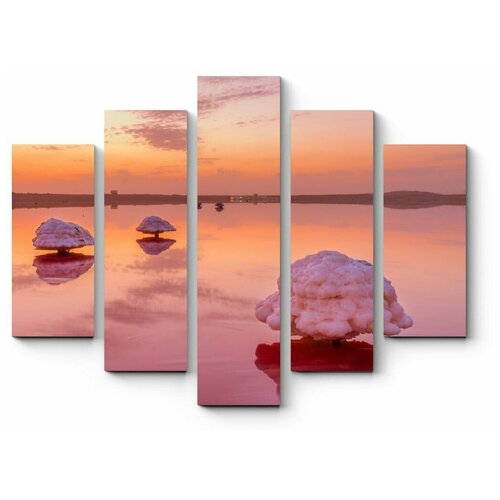 Модульная картина Розовый закат в зеркале воде 125x100