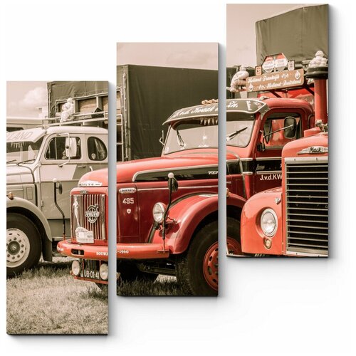 Модульная картина Красные грузовики 140x149