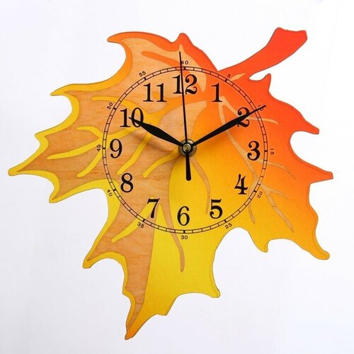 Часы настенные, серия: Детские, "Осенний лист", дискретный ход, 27 х 25 см