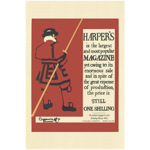 Постер / Плакат / Картина Рекламный плакат - Harpers Magazine 90х120 см в подарочном тубусе