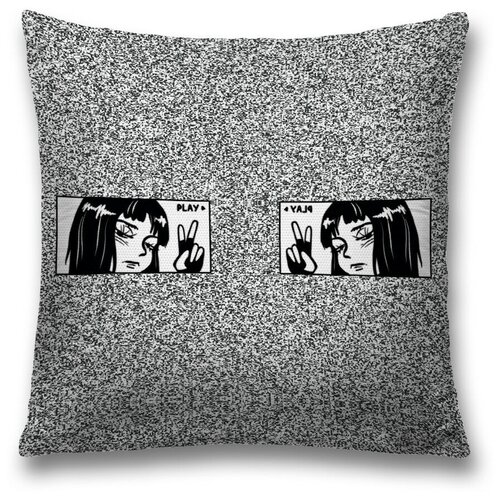 Наволочка декоративная на молнии, чехол на подушку JoyArty "Девушки в японском стиле" 45х45 см