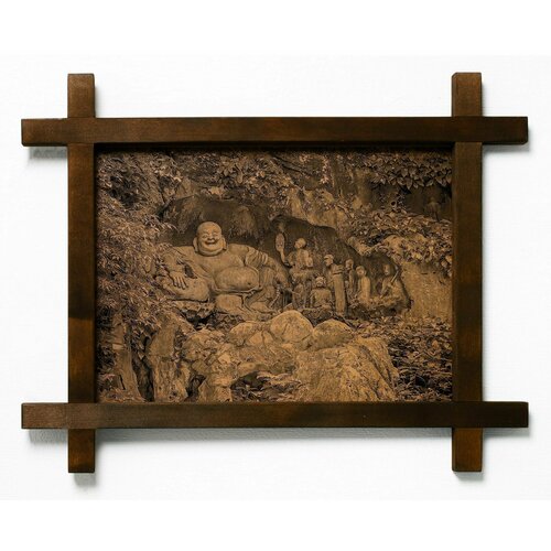 Картина Храм прибежища души, гравировка на натуральной коже, интерьерная для украшения и декора на стену в деревянной раме, подарок, BoomGift
