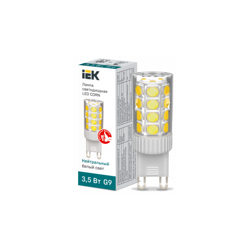 Лампа светодиодная CORN 3.5Вт капсула 4000К G9 230В керамика | код LLE-CORN-4-230-40-G9 | IEK (4шт. в упак.)