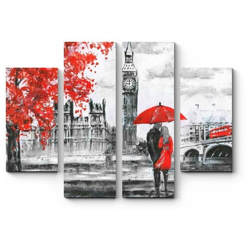 Модульная картина Влюбленные на берегу Темзы, Лондон 90x68