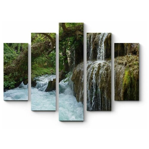 Модульная картина Водопад в лесу135x108