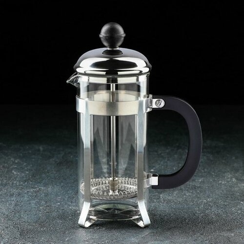 Чайник заварочный френч - пресс "Металлик", 350 мл, стекло, цвет серебряный
