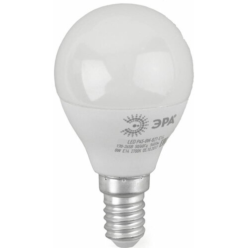 Светодиодная лампочка ЭРА RED LINE LED P45-8W-827-E14 R Е14 / E14 8 Вт шар теплый белый Б0050697