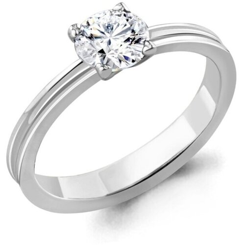 Кольцо кольцо из серебра 63209, серебро, 925 проба, родирование, фианит, размер 18.5, бесцветный