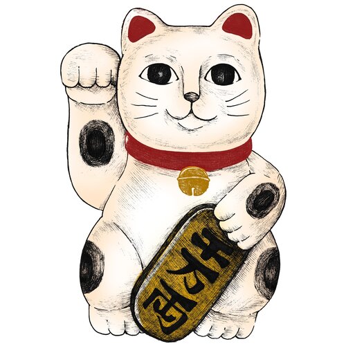 Постер / Плакат / Картина Китайская декоративная кошка 40х50 см в подарочном тубусе