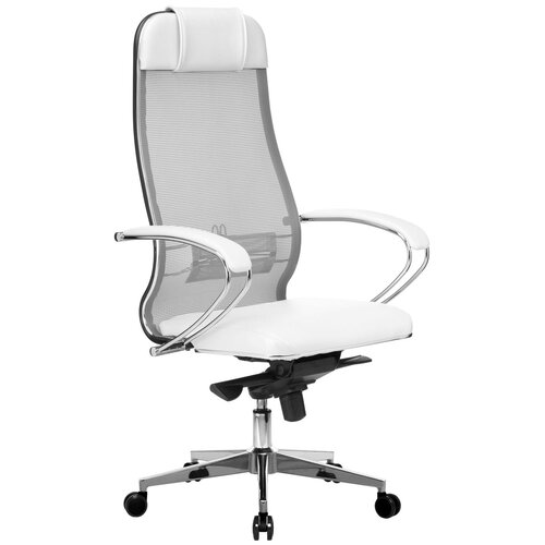 Компьютерное кресло METTA Samurai Comfort-1.01 для руководителя, обивка: искусственная кожа/текстиль, цвет: белый лебедь