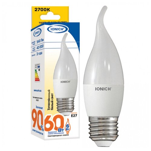 Светодиодная лампа IONICH декоративного освещения "Свеча на ветру" CW37 6Вт 4000К E27