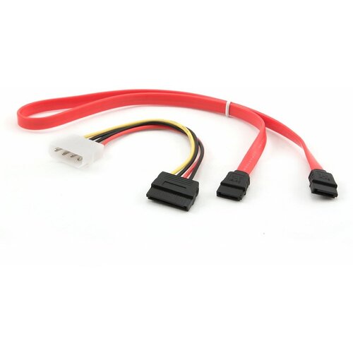 Удлинитель Cablexpert Serial ATA III с кабелем питания, 0.15 м, красный