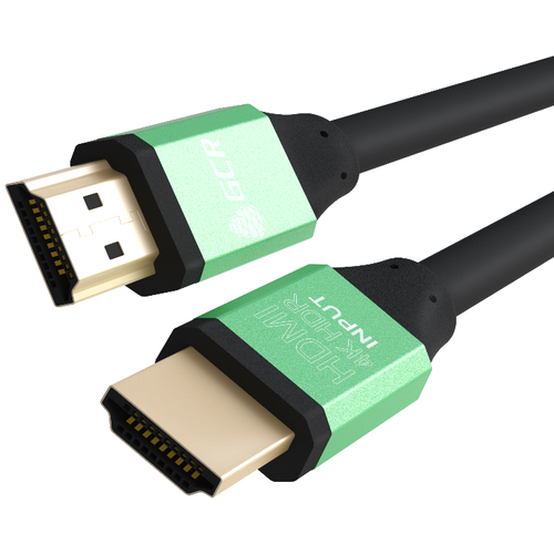 Greenconnect Кабель 1.2m HDMI версия 2.0, HDR 4:2:2, Ultra HD, 4K 60 fps 60Hz/5K*30Hz, 3D, AUDIO, 18.0 Гбит/с, 28/28 AWG, OD7.3mm, тройной экран, черный, AL корпус зеленый Greenconnect HDMI (m) - HDMI (m) 1.2м (GCR-50961)
