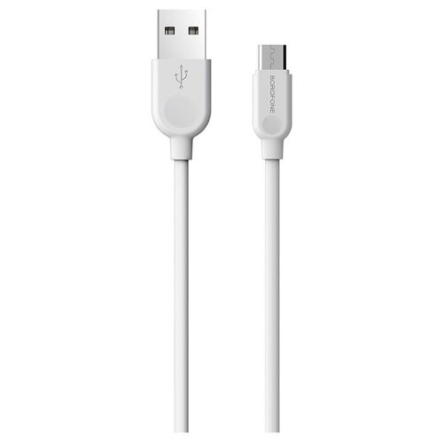 Кабель BOROFONE BX14 LinkJet, USB - microUSB, 1 м, 1 шт, белый