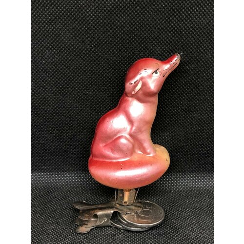Елочная игрушка СССР лиса лисица из сказки Серая шейка прищепка Стекло # 4