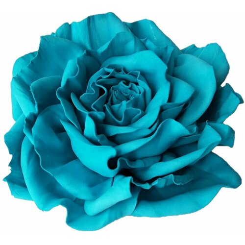 Заколка-брошь для волос/одежды/сумки большой цветок бирюзовая роза 0042