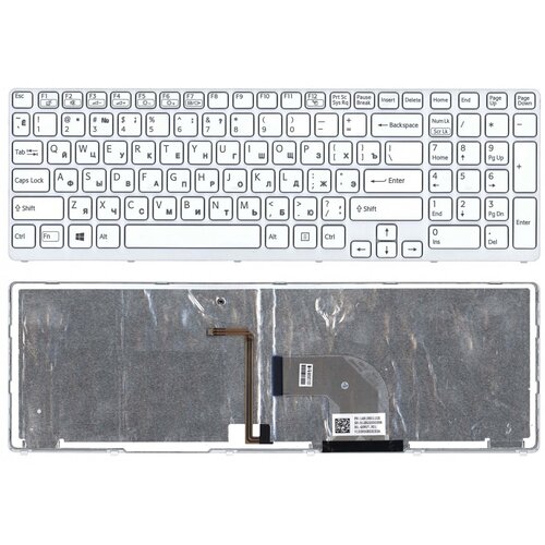 Клавиатура для Sony Vaio SVE17135CXB белая рамка с подсветкой