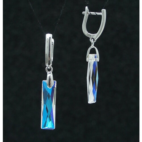 Комплект серег , стекло, минеральное стекло, размер/диаметр 45 мм, бирюзовый, голубой