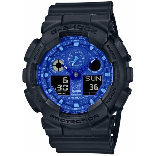 Наручные часы CASIO G-Shock GA-100BP-1A, черный, синий
