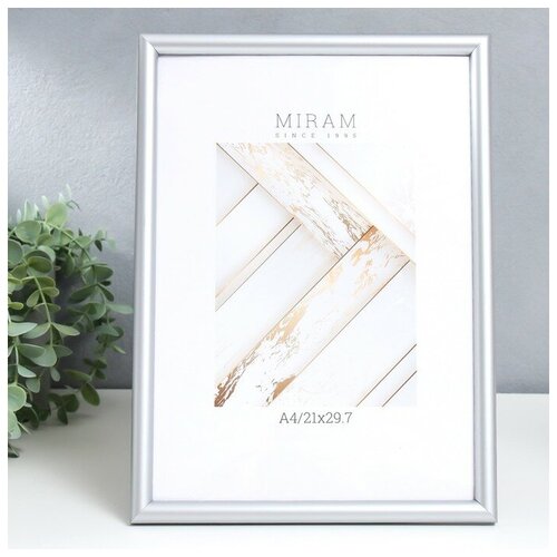 MIRAM Фоторамка пластик "мирам" 21х29,7 см, (A4) 640245-A4, серебро (пластиковый экран)