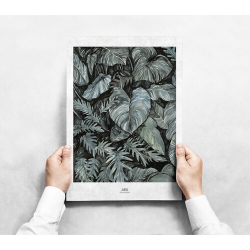 Плакат "Листья" / Интерьерный постер формата А4 (21х30 см) c черной рамкой