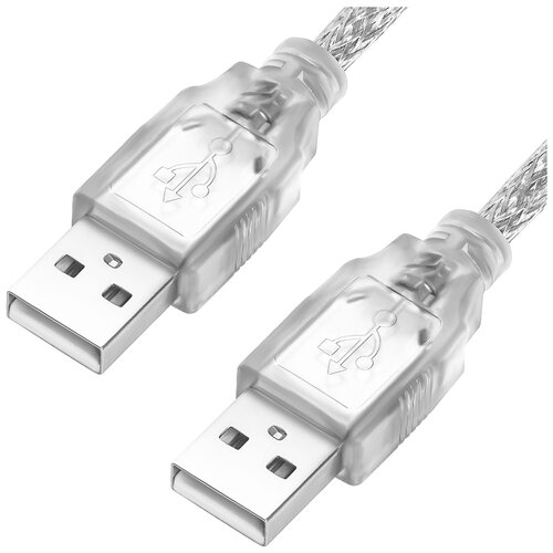 Кабель GCR USB 2.0 am - USB 2.0 am (GCR-UM3M-BB2S), 1 м, прозрачный