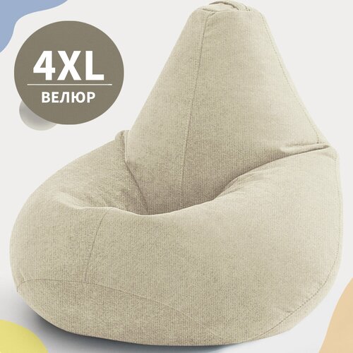 Кресло-мешок Груша, MyPuff, размер XXXХL-Комфорт, мебельный велюр, латте