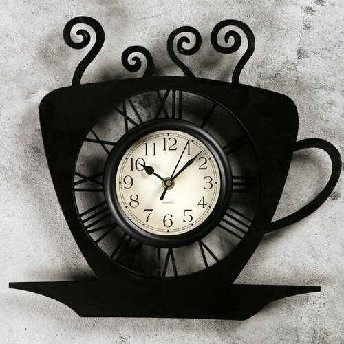 SUI Часы настенные, серия: Кухня, "Кофейная чашка", 31 х 33 см, черные