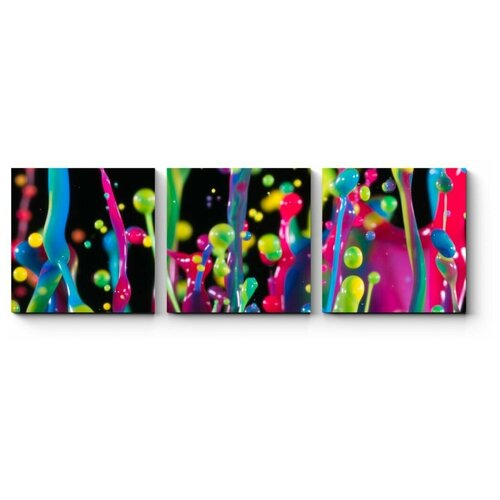 Модульная картина Разноцветные капли 140x47
