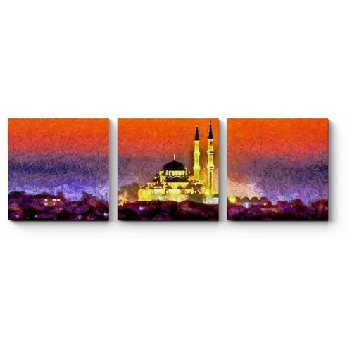 Модульная картина Сияющий Стамбул ночью 160x53