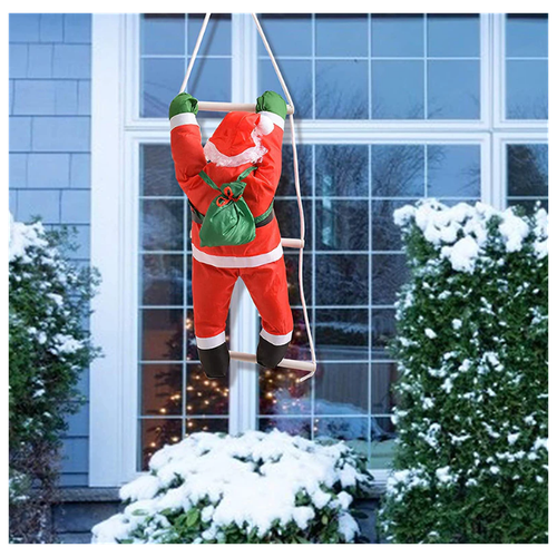 Дед Мороз 23 см на лестнице 35 см, украшение праздничное на окна и двери, украшение на балкон