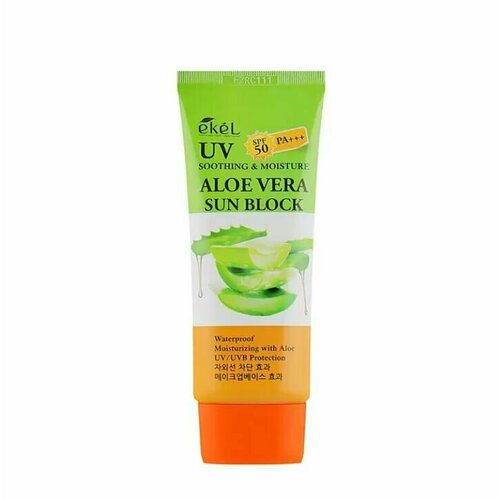 Корейская косметика. Солнцезащитный увлажняющий крем с алоэ вера Ekel SPF 50+