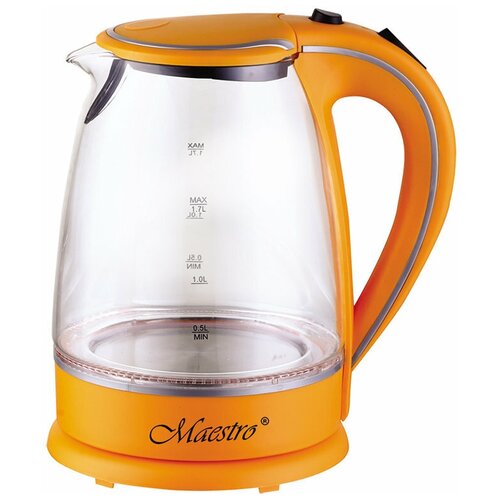 Электрический чайник Maestro MR-064-ORANGE оранжевый, стекло, 1,7 литра