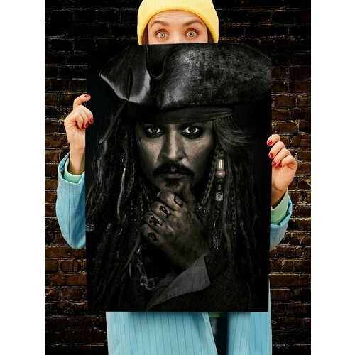 Постер интерьерный Капитан Джек Воробей 2, 70х46 см. Матовый яркий. Пираты Карибского Моря Джонни Депп