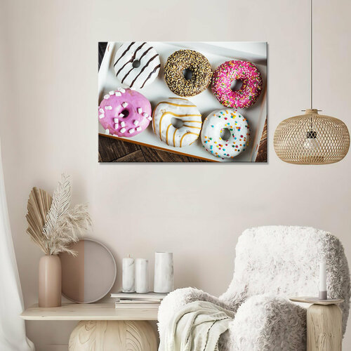 Картина/Картина на холсте для интерьера/Картина на стену/Картина для кухни/ - Пончики в коробке 30х40