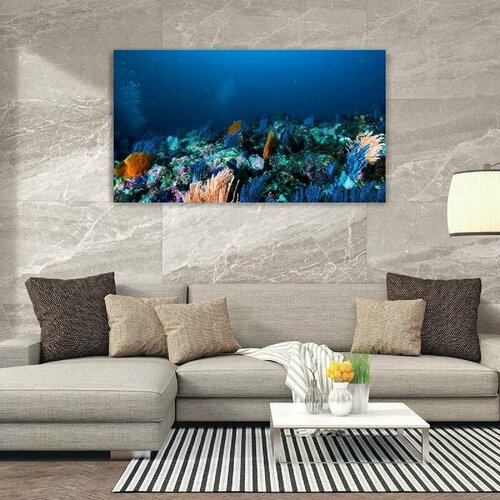 Картина на холсте 60x110 LinxOne "Подводный мир подводный океан" интерьерная для дома / на стену / на кухню / с подрамником