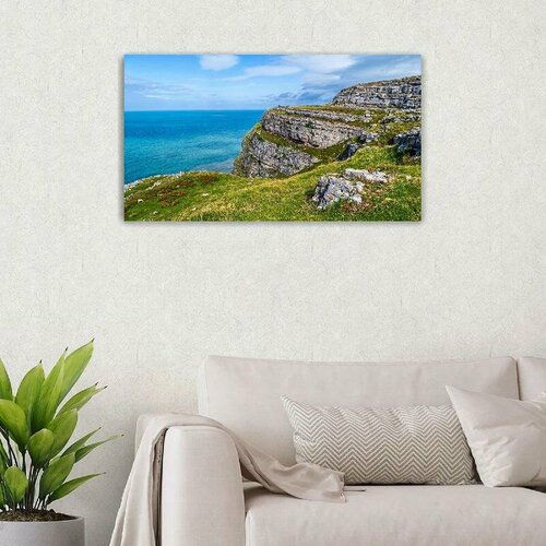 Картина на холсте 60x110 LinxOne "Утес побережье море" интерьерная для дома / на стену / на кухню / с подрамником