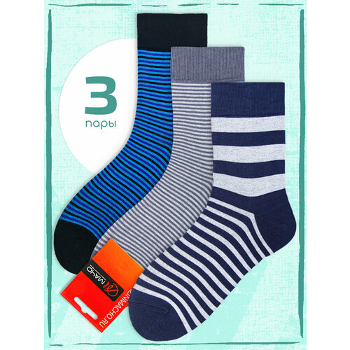 Носки Мачо 3 пары, размер 39-41, синий/серый/голубой