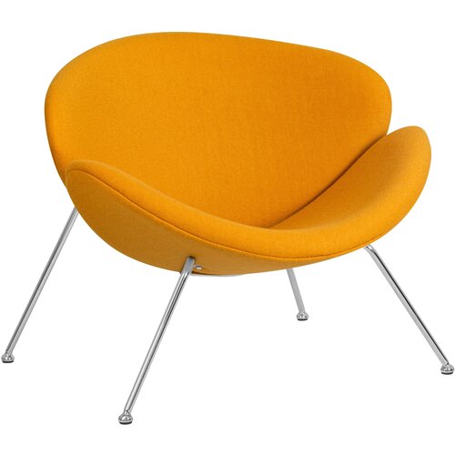 Кресло дизайнерское DOBRIN EMILY, LMO-72, желтая ткань AF13, хромированная сталь
